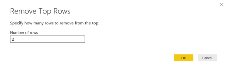 Power BI then creates a step called “Removed Top Rows” and, behind it ...