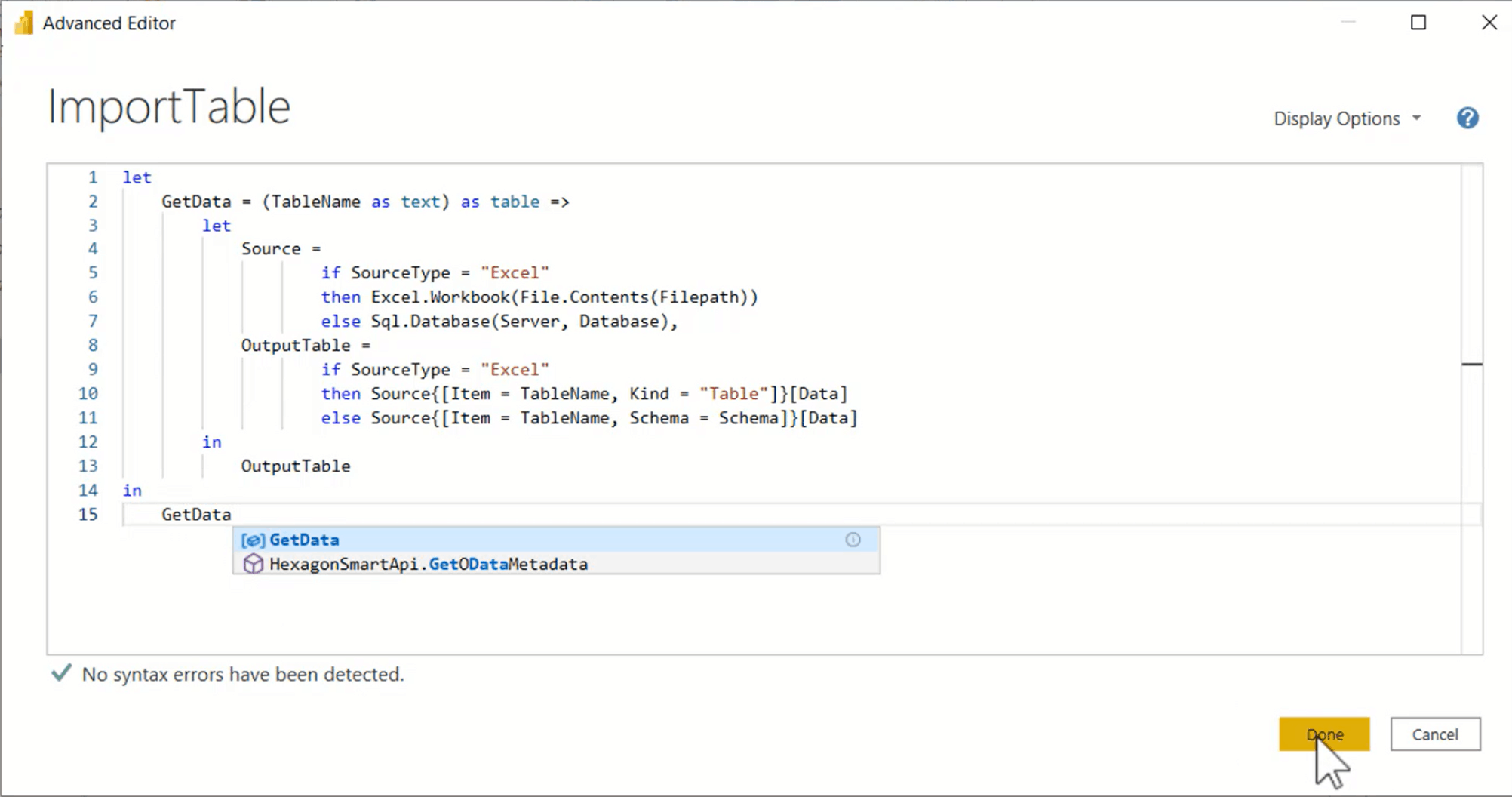 Next, to specify what the function will actually produce. We insert the ...
